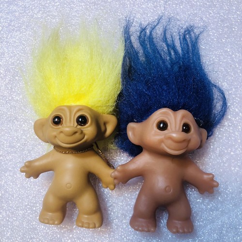 Vtg 1986 DAM Troll Doll Purple Hair Brown Amber Eyes Uneeda Yellow ...