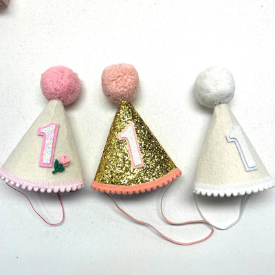 1St Birthday Crown Pink Glitter Party Hat lot of 16 hats | eBay