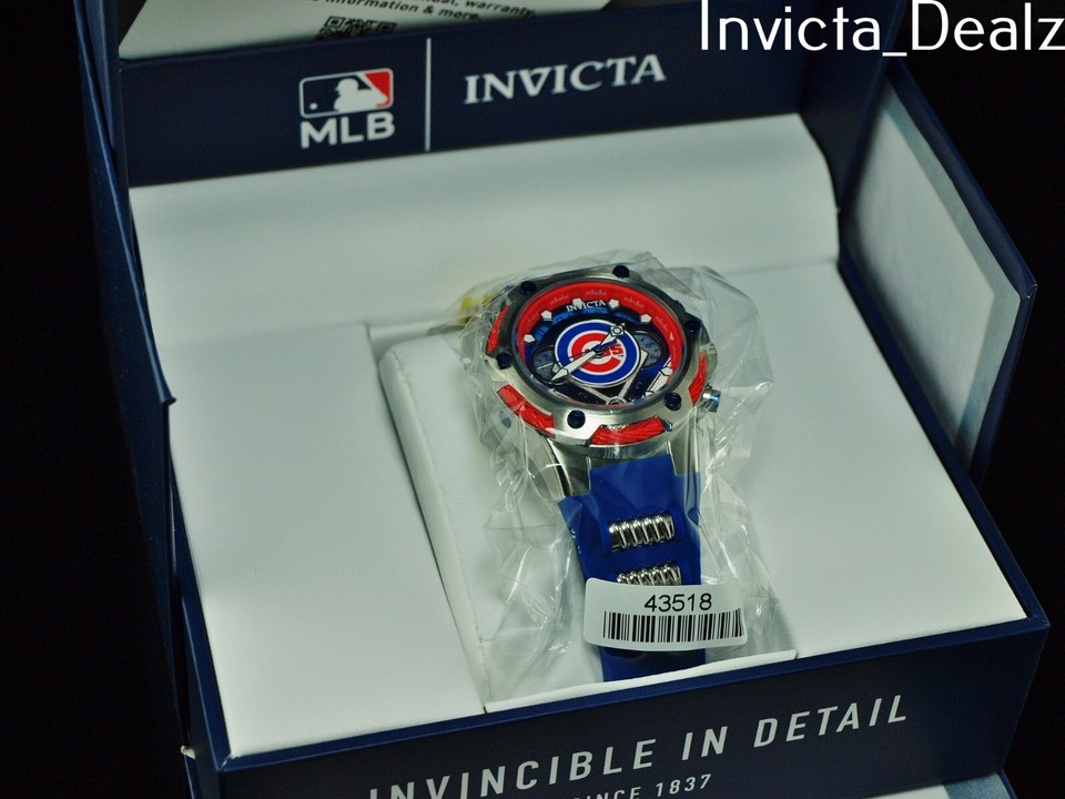 Invicta 40mm MLB Chicago Cubs Bolt GMT Quartz Blue Strap SS Watch | eBay