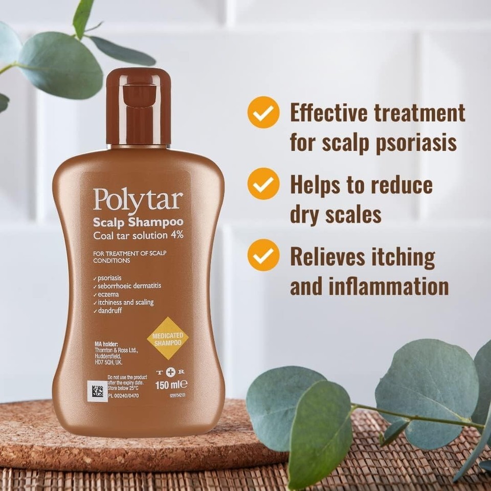 Polytar Scalp Shampoo 150ml Treats Psoriasis Seborrhoeic Dermatitis ...