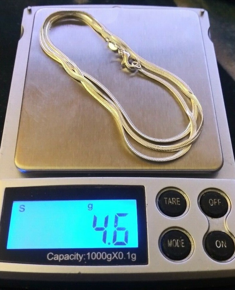 20" Inch Silver Plated Flat Snake Chain Necklace - 4.6 Grams New From ...