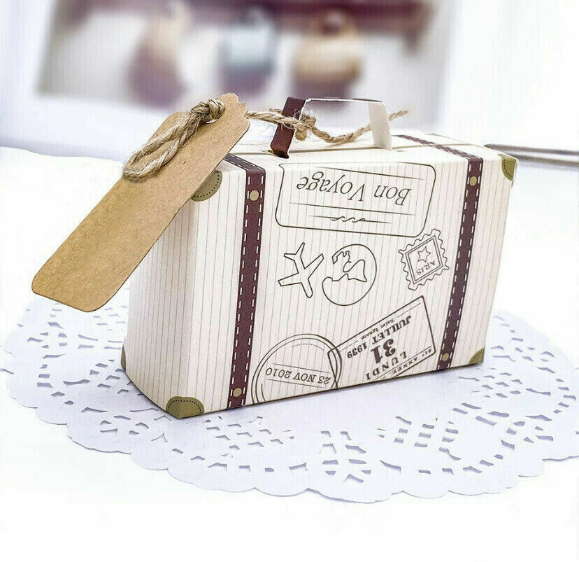 100X Mini Suitcase Candy Favors Box Wedding Gifts Travel Theme Party ...