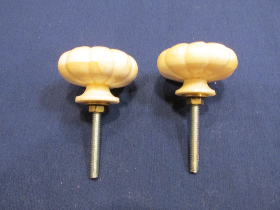 Pair (2) Amazing Early 1900's Bakelite Plastic Round Ivory Drawer Pulls ...