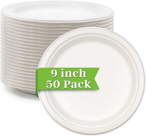 Ask Packaging Strong Paper Plates (9 Inch / 50-Pack) 100% 9 inch - 50 ...