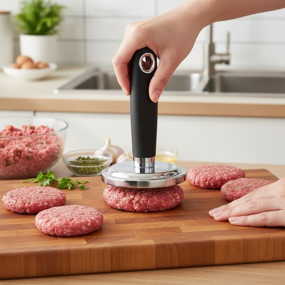 Stainless Steel Manual Meat Pie Press Mold Round Meat Pounder Food ...