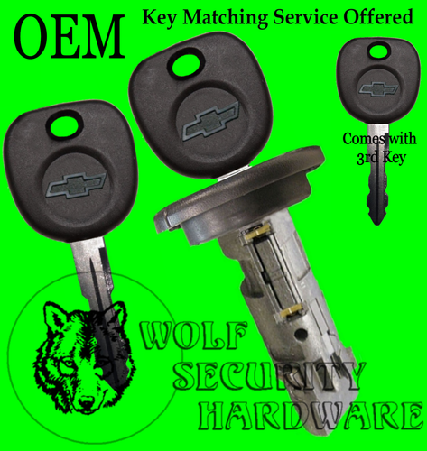 Chevy OEM Ignition Key Switch Lock Cylinder Tumbler Barrel 3 Chevy Logo ...