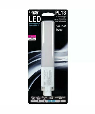 Lot of (2) FEIT Electric PL13 GX23 LED Bulb Cool White 13 Watt 2 Pin ...
