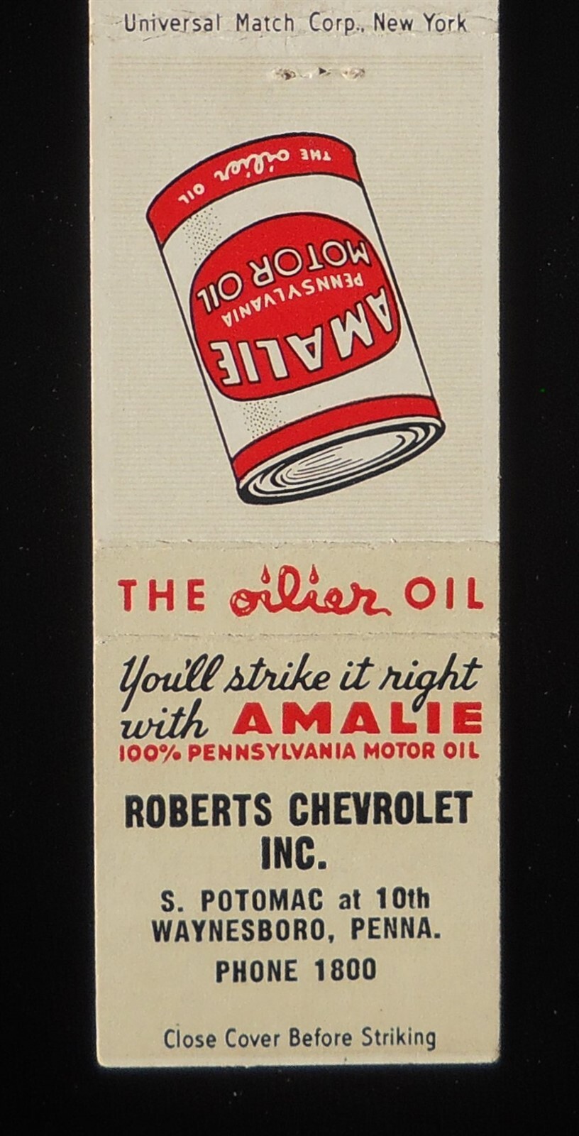 1950s Roberts Chevrolet Amalie Motor Oil Phone 1800 S.Potomac 10th ...