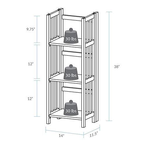 MISC Walnut Folding Bookcase Collapsible Book Case 3 Shelf Fold Up ...