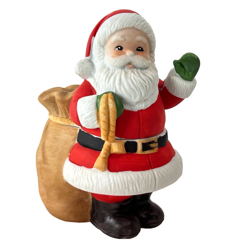 George Good Santa Trinket Box Candy Dish Holding Toy Sack Ceramic Korea ...