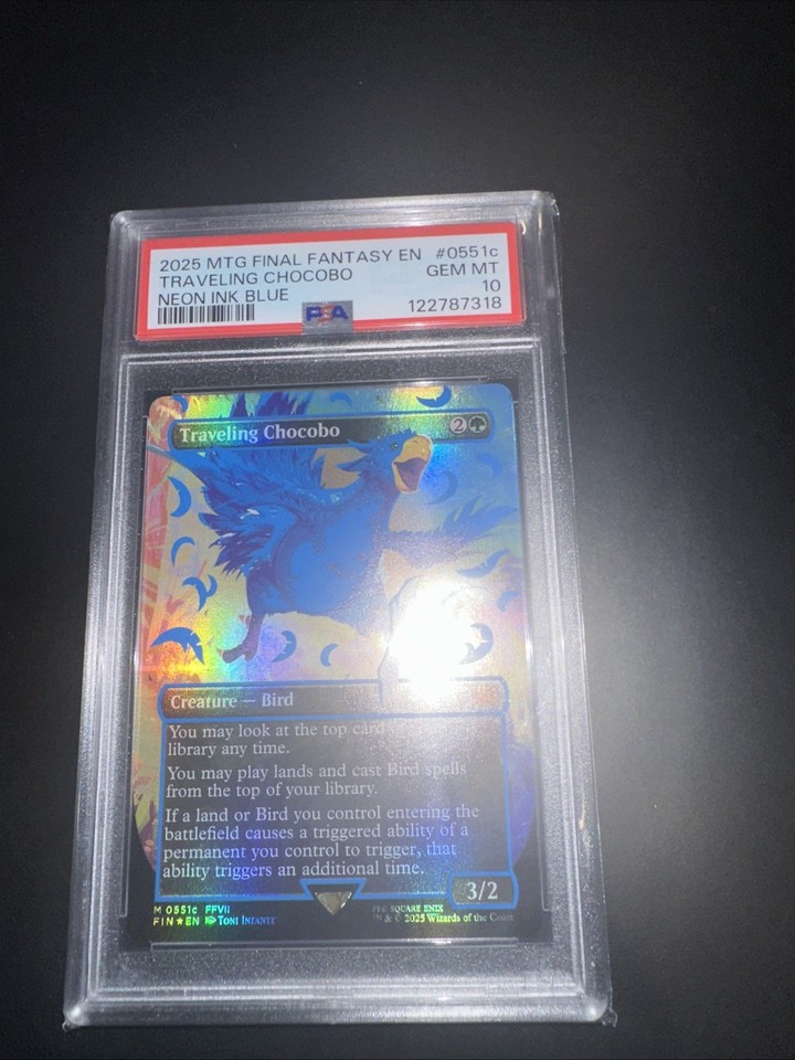 2025 MTG FINAL FANTASY TRAVELING CHOCOBO NEON INK BLUE PSA 10 RARE SSP ...