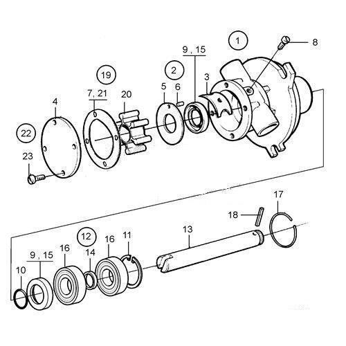Crom® Water pump shaft kit Volvo Penta 2001 2002 2003 21951414 875756 ...