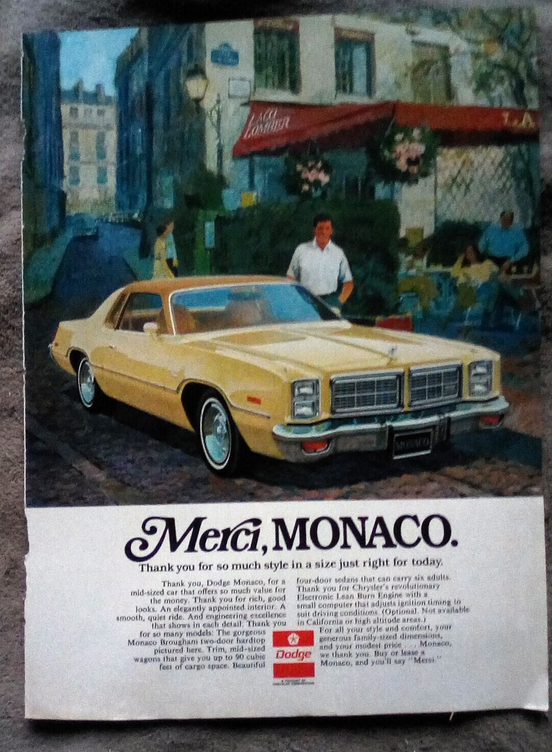 1977 Dodge Monaco Merci Monaco Print Ad | eBay