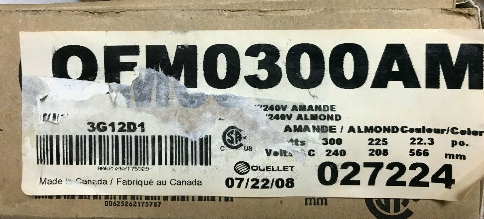 Ouellet OFM0300AM Electric Baseboard Heater 240 VAC 300 W Floor Mount ...