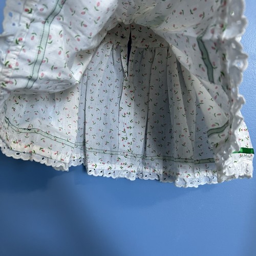 Vintage 70s 80s white floral tulip pattern toddler girls dress Easter ...