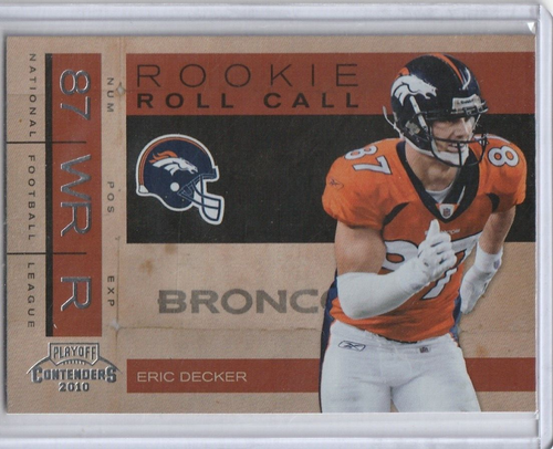 2010 Panini Contenders Rookie Roll Call Eric Decker Broncos Rookie Card ...