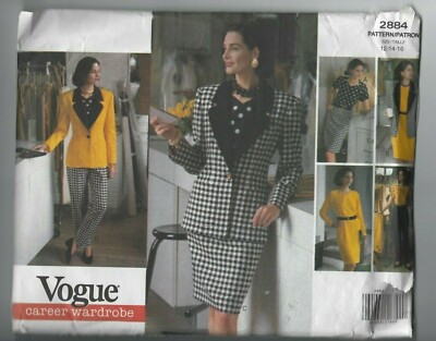 Vogue 2884 Misses Dress Jacket Skirt Top Pants Pattern Sz 12-14-16 ...