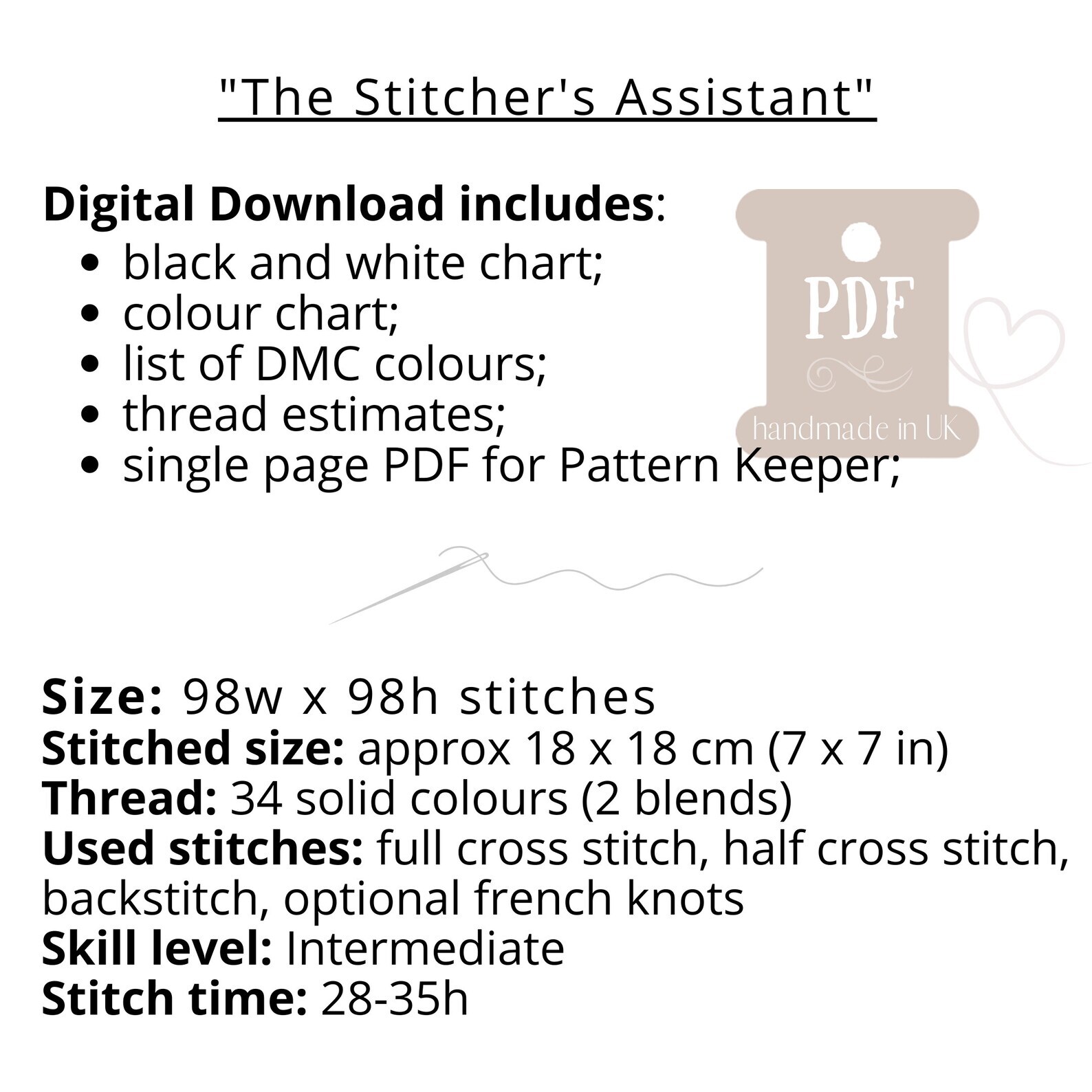 Cat "The Stitcher's Assistant" Cross Stitch Kit Pattern Chart ...