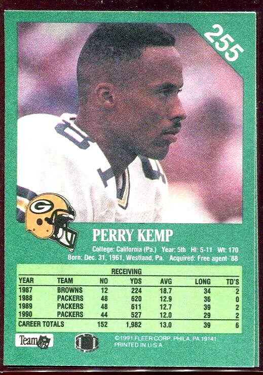 1991 Fleer Football Perry Kemp #255 Green Bay Packers | eBay