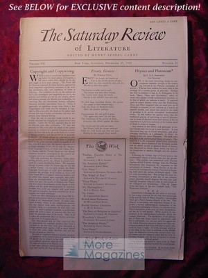 SATURDAY REVIEW December 27 1930 Harold Vinal F. S. C. Northrop Edwin ...
