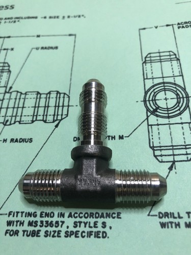 AN834-4K 1/4” Flared Tube Tee, Bulkhead On Tee, 316SS | eBay