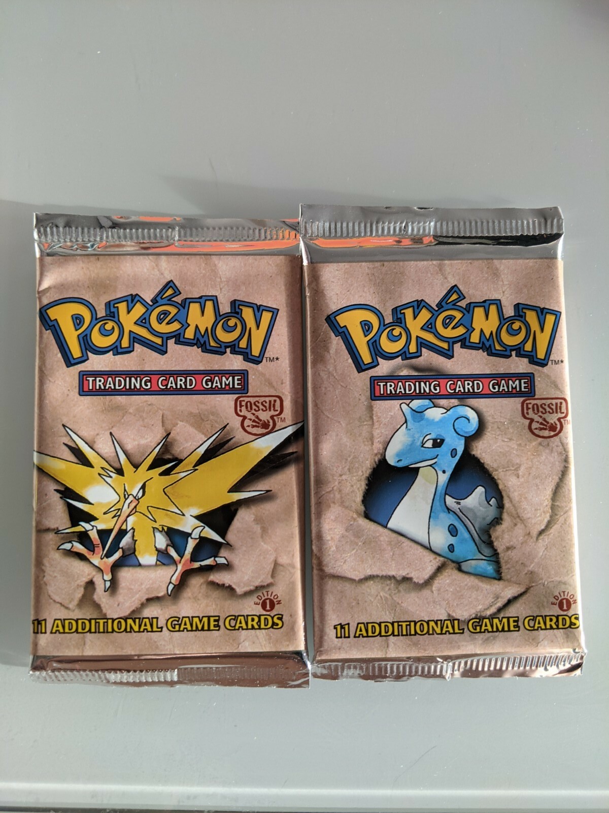 Pokemon Fossil 1ST EDITION 2 Booster Packs NEW FACTORY SEALED LAPRAS ...