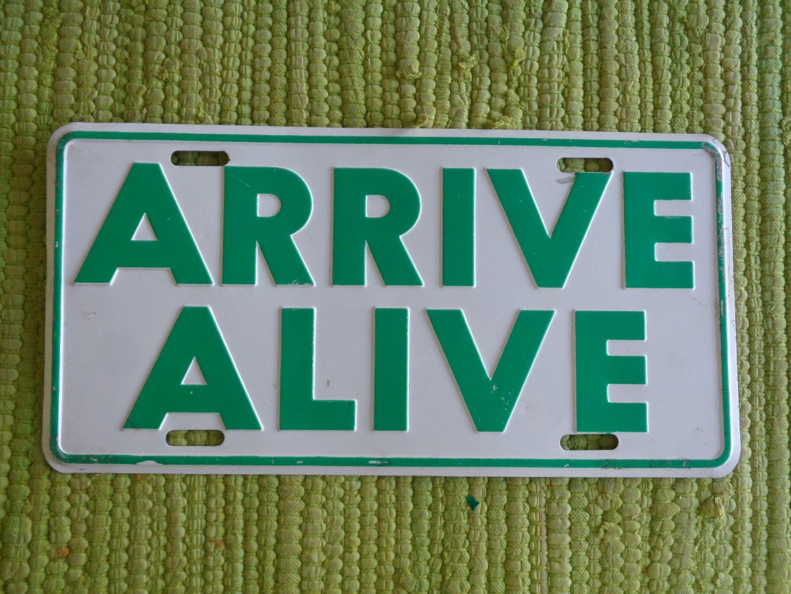 Vintage ARRIVE ALIVE License Plate Vanity Souvenir Booster Tag | eBay