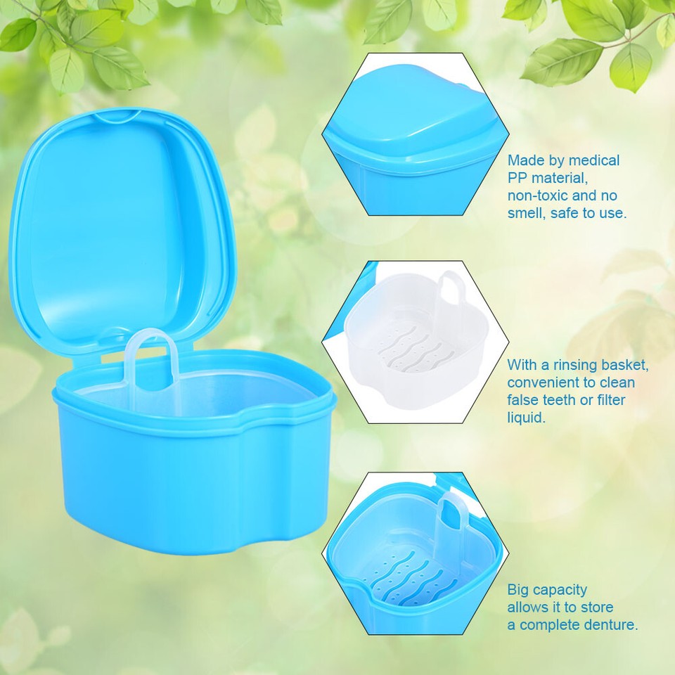 Denture Bath Box Case Dental False Teeth Storage Box With Rinsing Bask ...