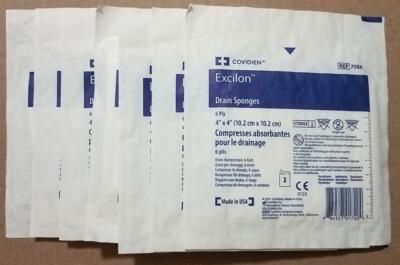 7 packs Excilon Covidien 6 Ply Sterile Drain Sponges 4"x4" REF 7086 | eBay
