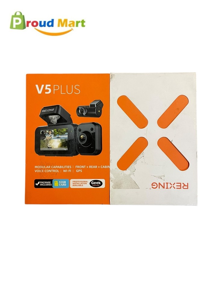 Rexing -V5 Plus 4K 3-Channel Dash Cam with Wi-Fi, GPS, Voice Control, G ...