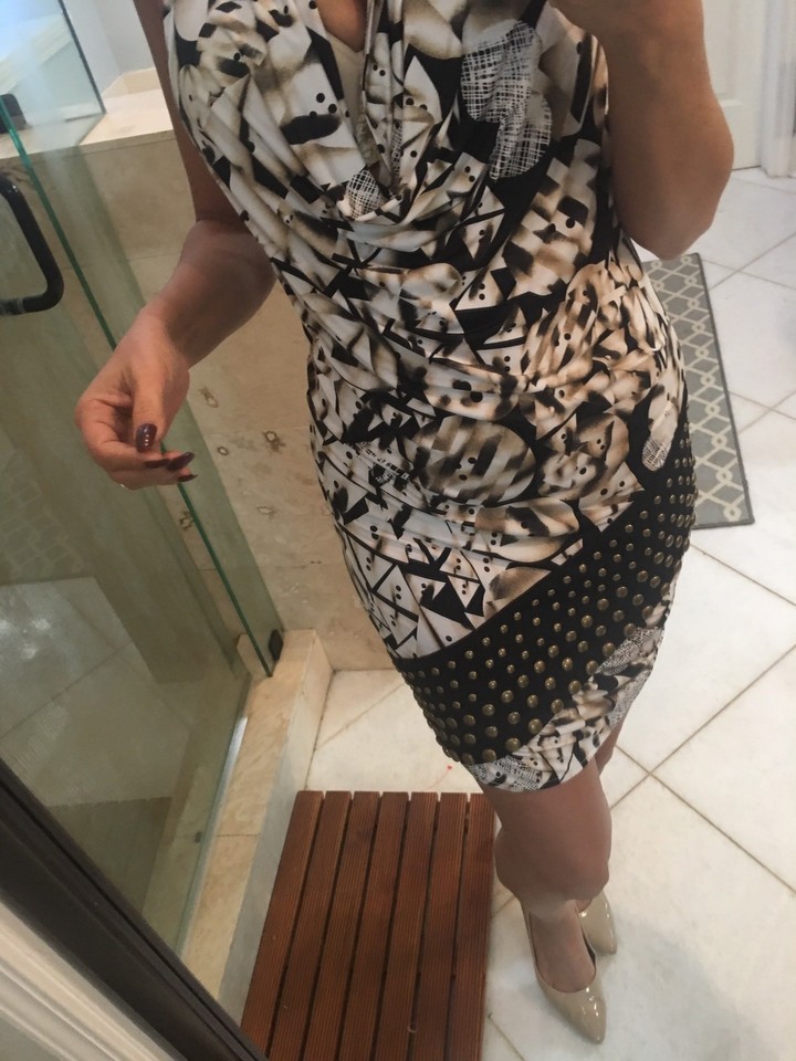 Kimikal Cocktail Dress Studded Nwt New Jersey Feel Animal Print | eBay