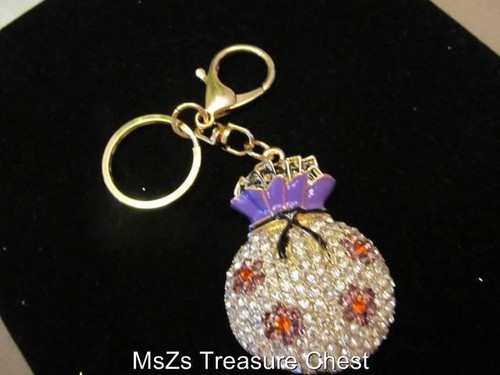 Alloy & Crystal "SACK OF MONEY" Key Chain, Purse Bag Charm * New w Gift ...
