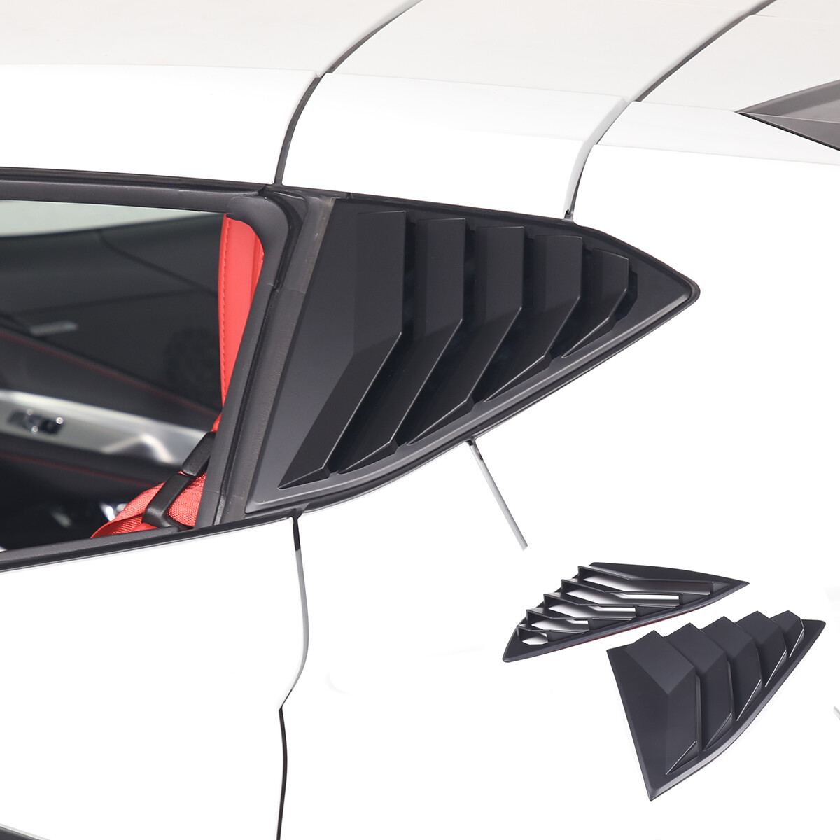 Matte Black side window louvers air vent shades For Chevralet Corvette ...