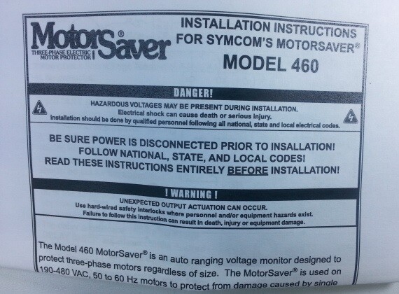 Symcom/Littelfuse Motor Saver Model 460, 190-480VAC, 3- Phase Volt ...