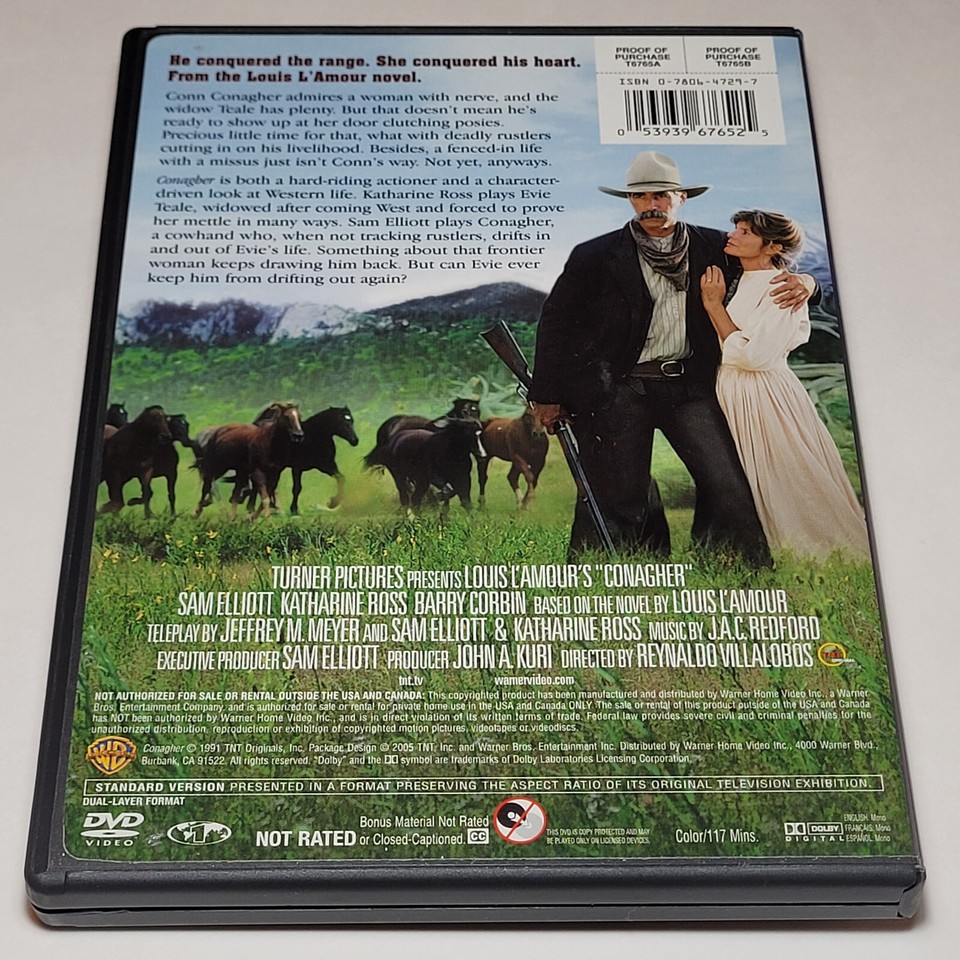 Conagher (DVD, 1991) Sam Elliott Katharine Ross TNT Western Free 1-Day ...