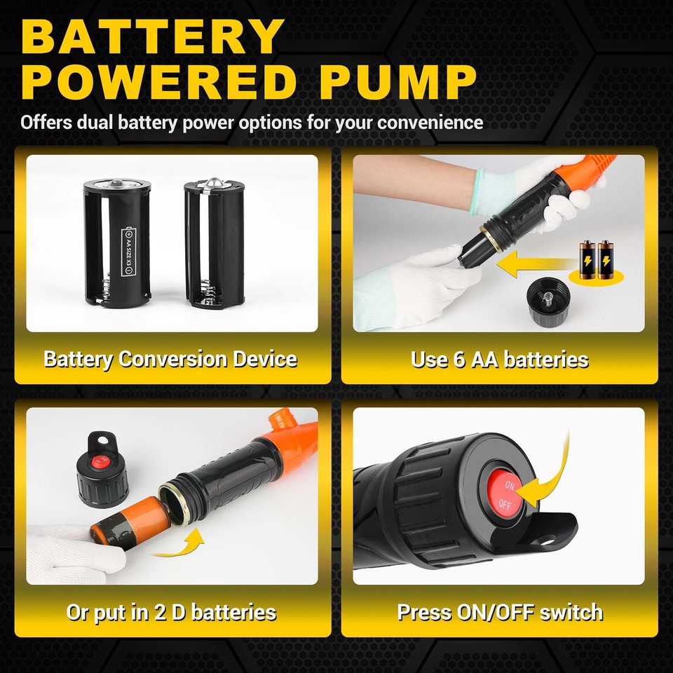 2.4 GPM Battery Powered Electric Fuel Transfer Siphon Pump Gas Oil ...