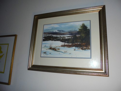 GARY SHEPARD WATERCOLOR WINTER SCENE MOUNTAINS, SIGNE MATTED FRAMED ...