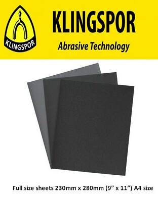 WET AND DRY SANDPAPER SANDING PAPER P60 - P2500 GRIT KLINGSPOR MIXED ...