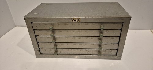 Vintage Huot 5 Drawer Drill Bit Tool Box Organizer Metal Cabinet Heavy ...