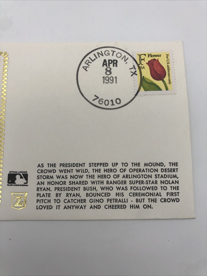 Texas Rangers Opening Day President Bush Nolan Ryan Envelope | eBay