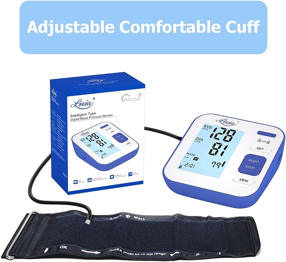 Blood Pressure Monitor Automatic Arm Digital BP Cuff Pulse Heart Rate ...