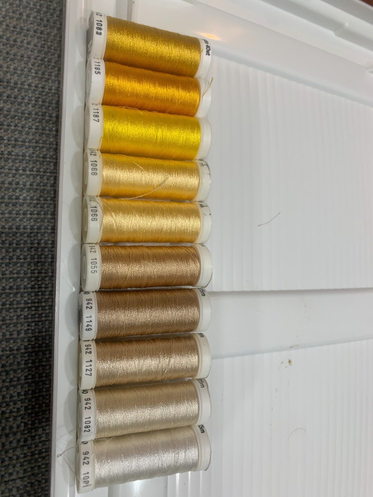 Lot of 10 (Sunset Yellow/Golds) Colors) Sulky Rayon Thread 40wt 250yd ...