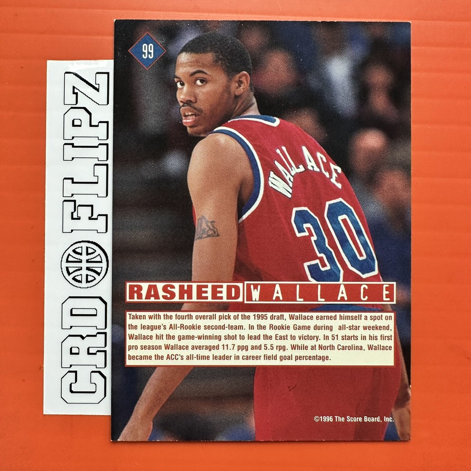 #99 Rasheed Wallace 1996 Score Board Rookies Washington Bullets | eBay