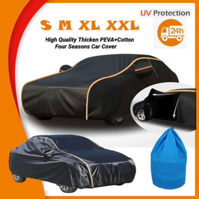 Waterproof 6 Layer Car Cover Heavy Duty Cotton Lined UV Protection S M ...