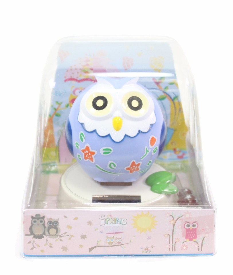 Eco-Friendly Solar Power Toy Perching Owl Adorable Light Blue Office ...