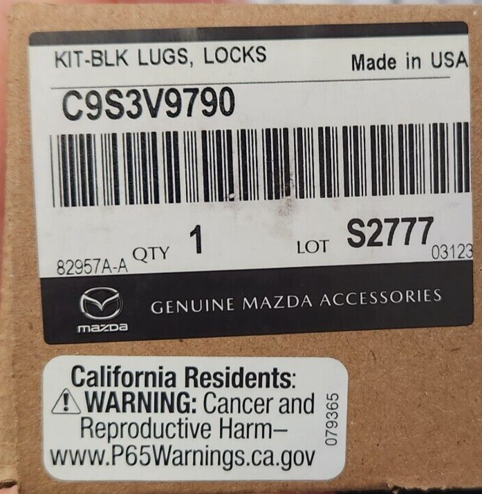 Mazda C9S3V9790 Lug Nut Wheel Lock Set Black NIB 16 Lugs + 4 Locks 21mm ...