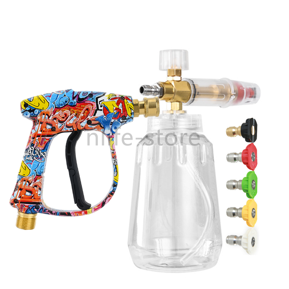 Plus 1/4" Snow Foam Cannon+High Pressure Washer Gun Soap Lance Spray ...