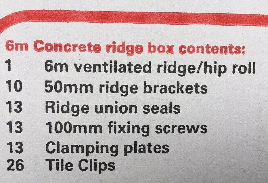 6m Cromar Pro Ridge Dry Fix Roof Kit Mortar Free Concrete Clay Tile ...