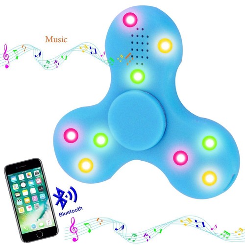 LED Lights Fidget Spinner with Bluetooth Plays Music From Your Cell ...