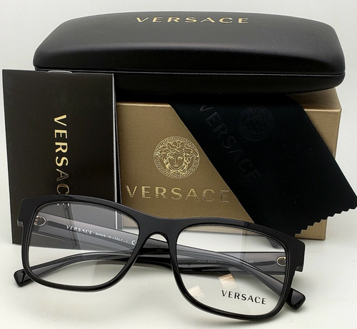 New Versace Reading Glasses MOD. 3266 GB1 55-17 145 Black & Gold Frames ...